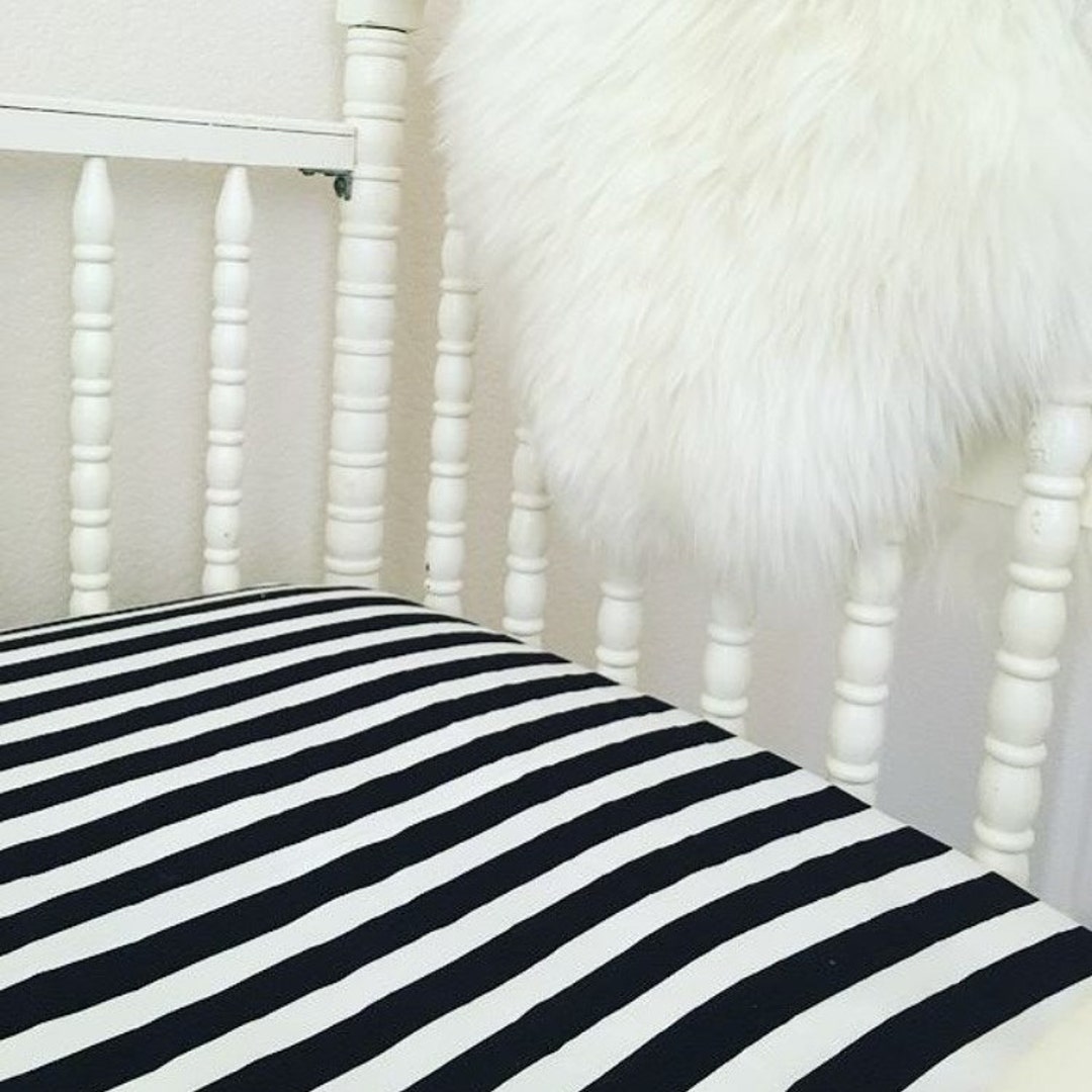 Lined Black and White Crib Sheet - Etsy