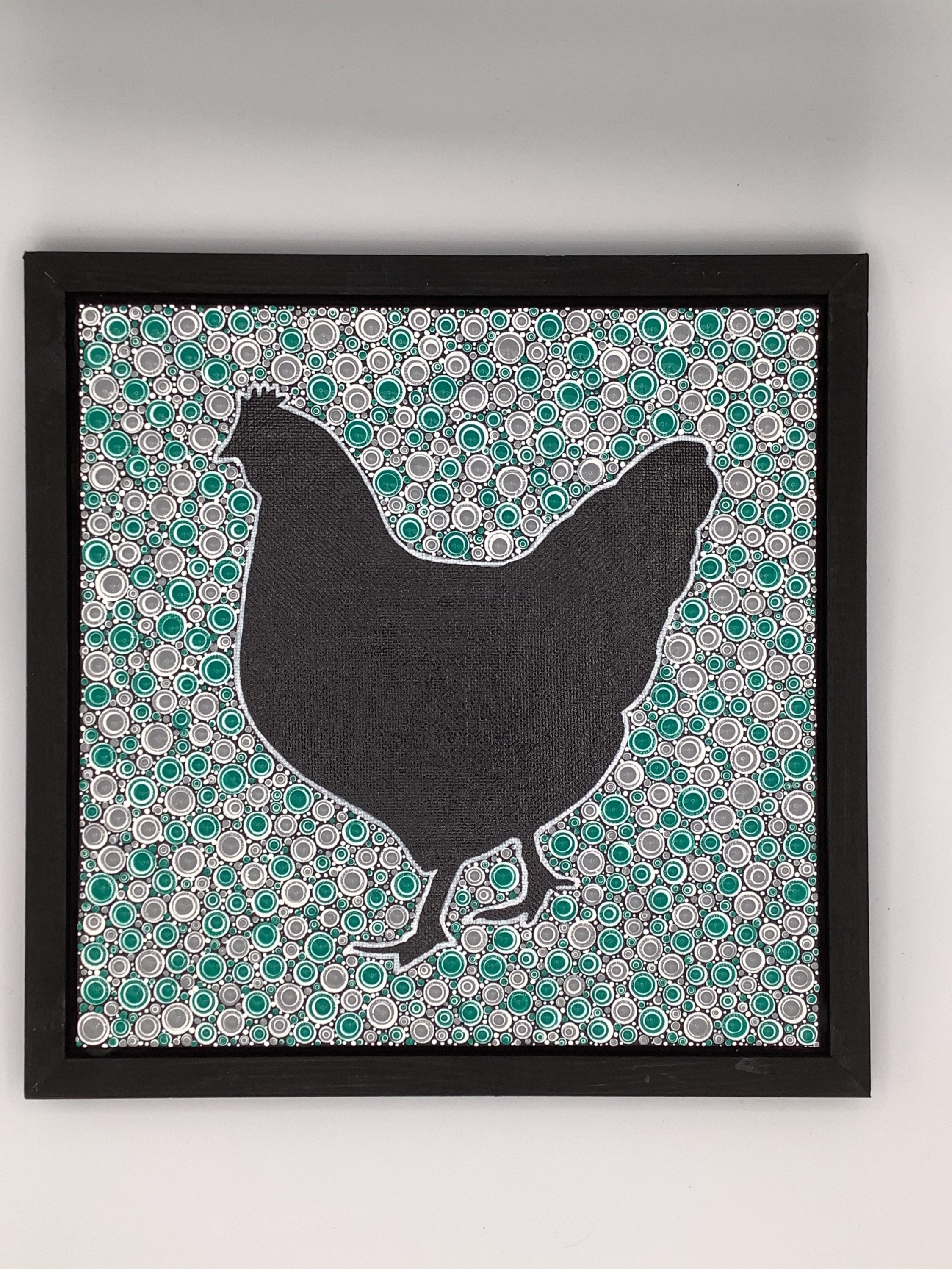 8x8 Silhouette Dot Art Chicken Hen Painting - Etsy