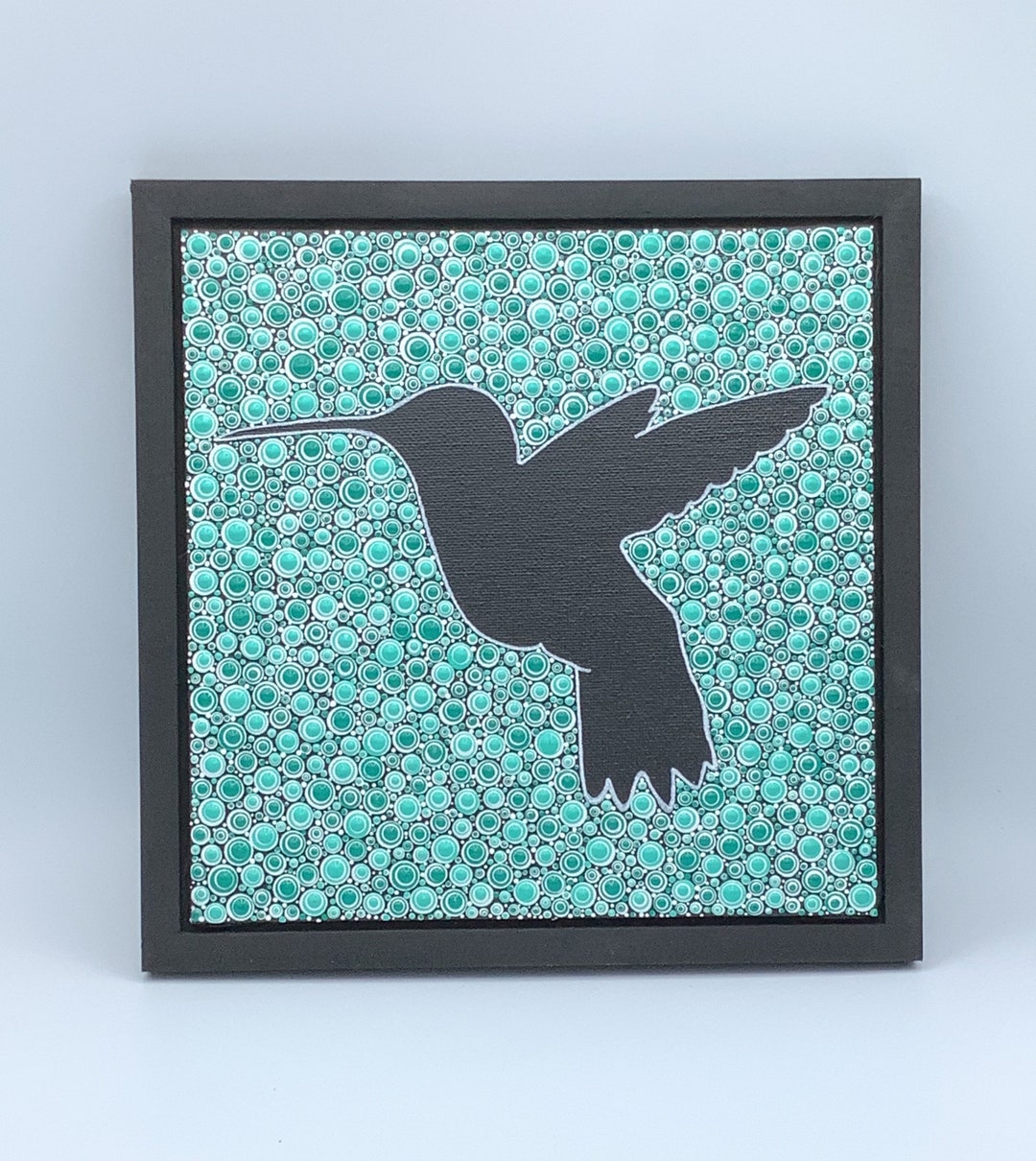 Original Silhouette Hummingbird Dot Art Painting Canvas - Etsy