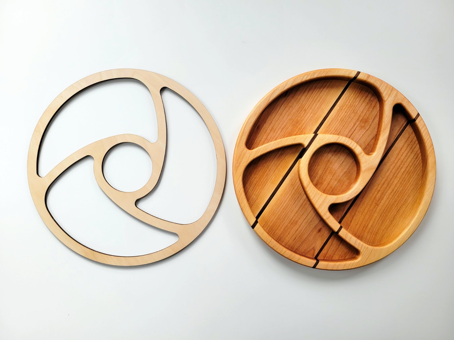 Round Swirl 3 Serving Tray ROUTER TEMPLATE Plywood - Etsy Canada