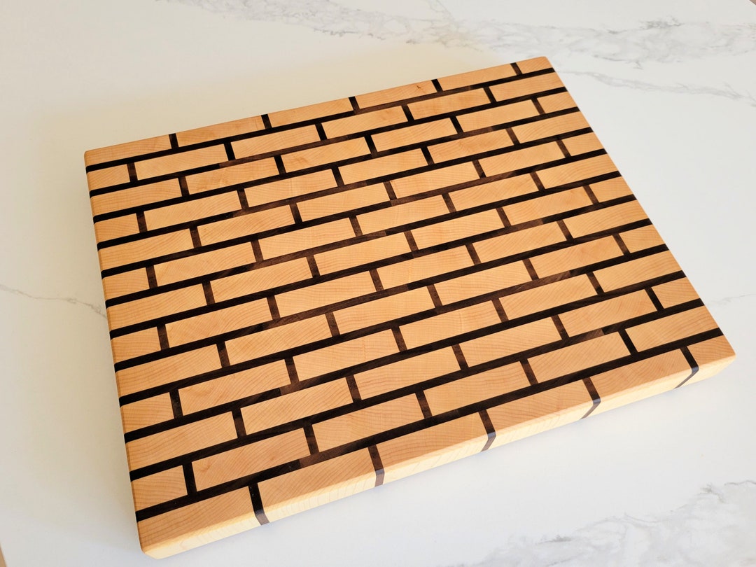 Large Brick Pattern Cutting Board 17.5 X 13.5 | Maple + Walnut | End ...
