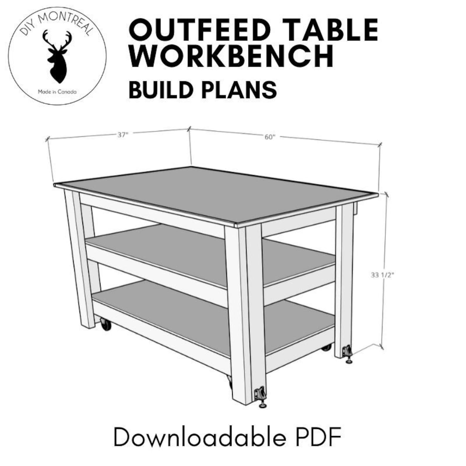 Mobile Outfeed Table / Workbench | PDF Build Plans - Etsy