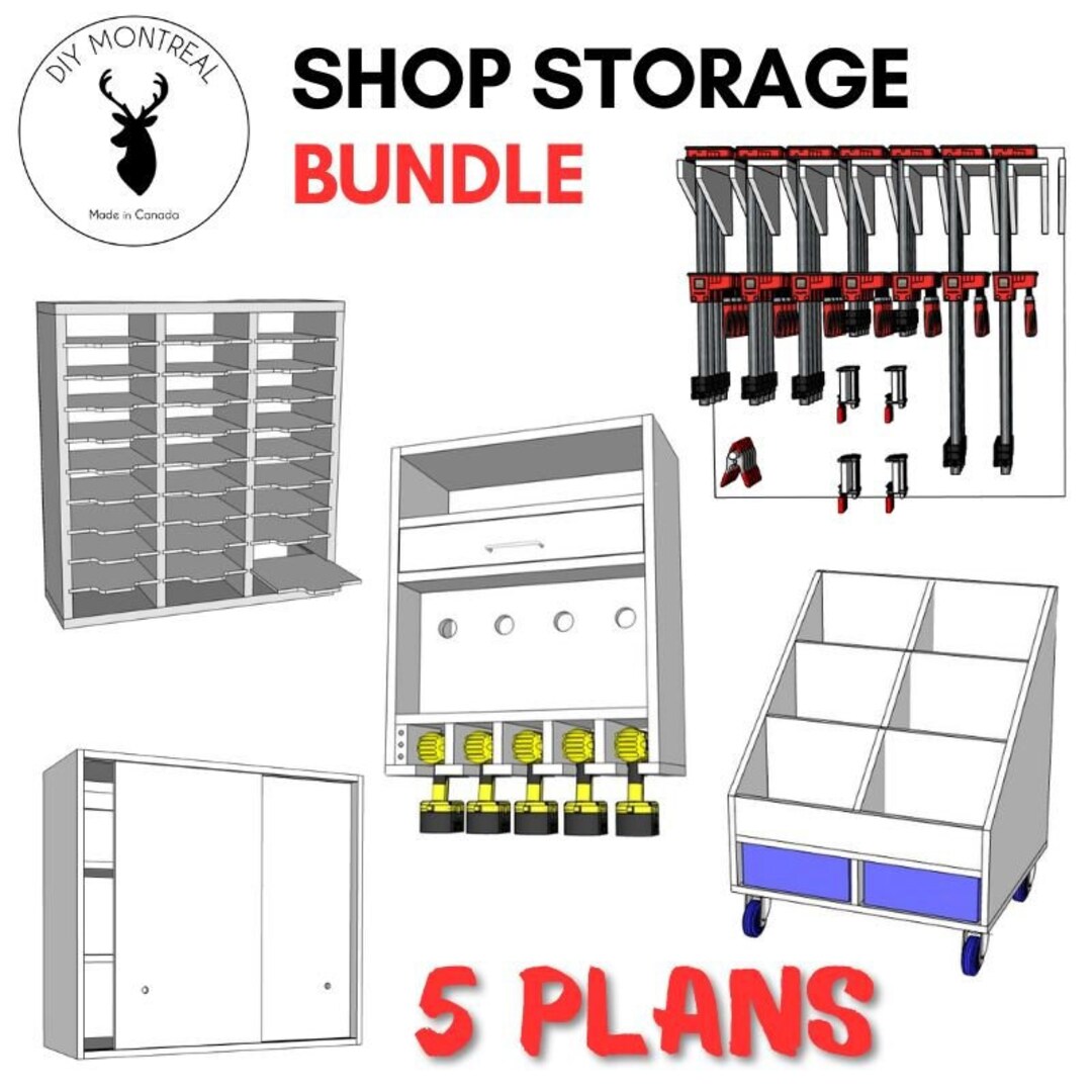 Workshop STORAGE | 5 Build Plans to Optimize Shop Storage | PLAN BUNDLE ...
