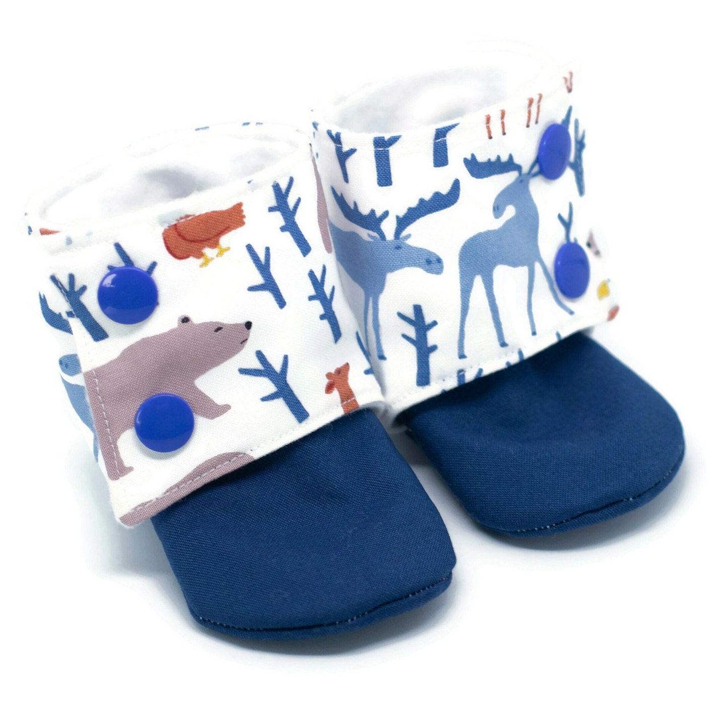 Woodland moose baby booties Eagle Bear Deer Stay on baby | Etsy