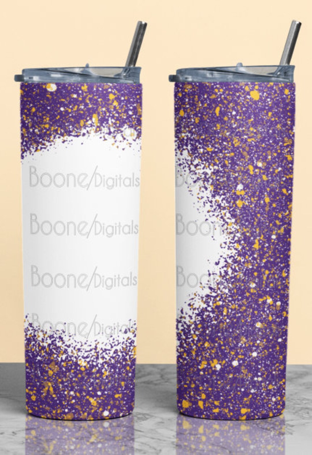 Purple and Yellow Paint Splatter With Bleach Spot Tumbler Wrap ...