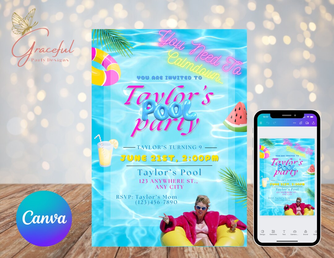 Taylor Swift you Need to Calm Down Pool Party Birthday Invitation ...