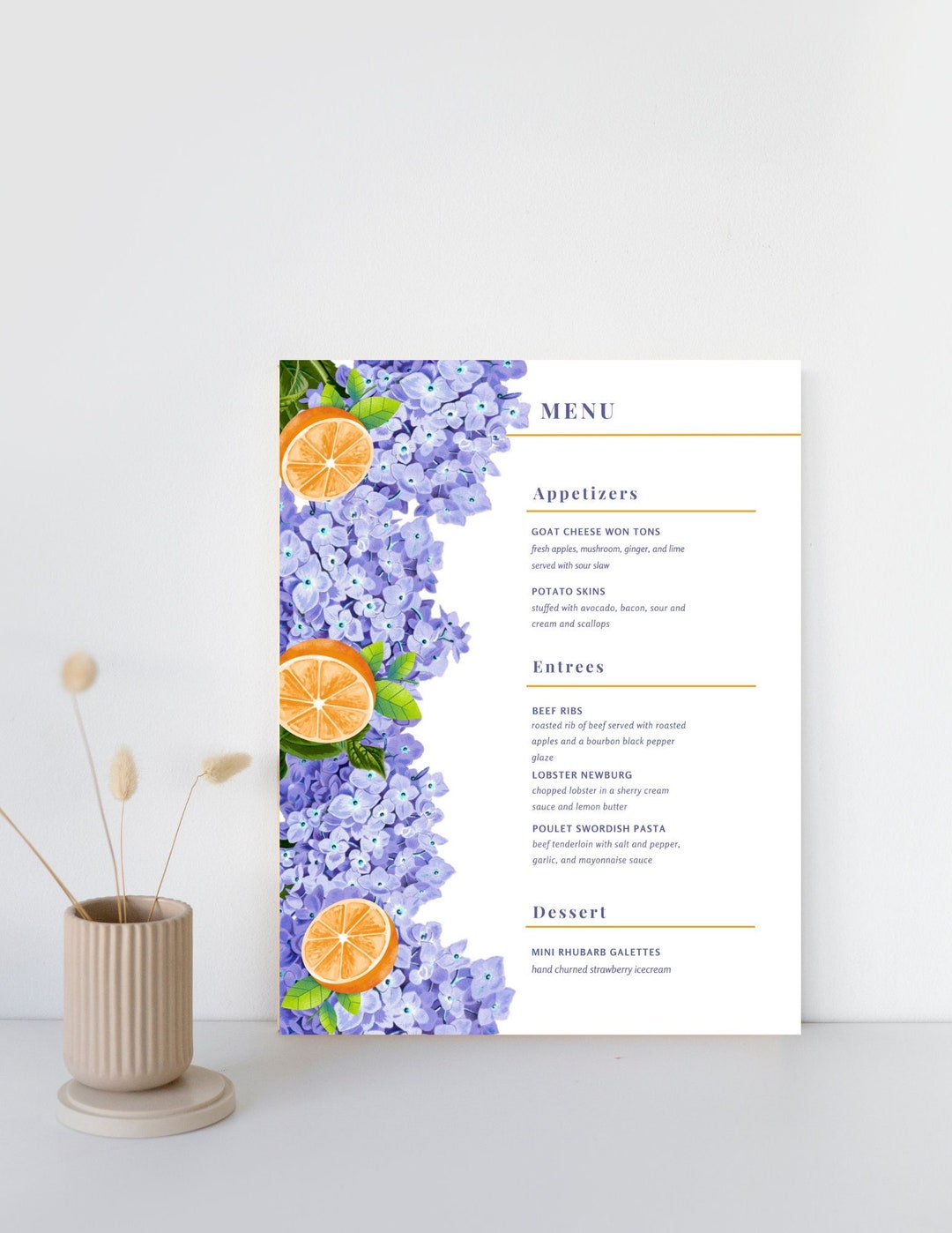 Summer Menu Template Spring/ Summer Menu Template With Flowers and ...