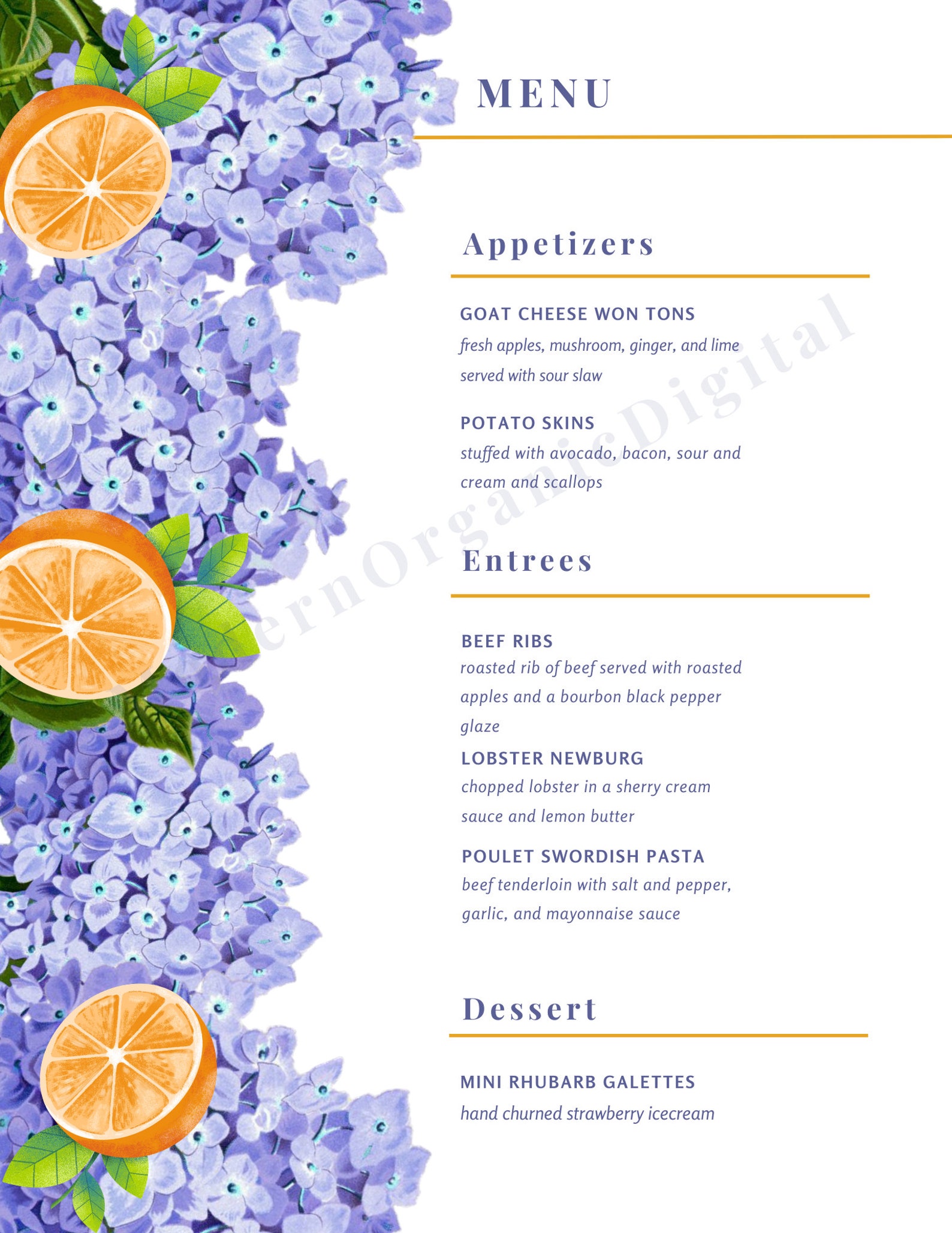Summer Menu Template Spring/ Summer Menu Template With Flowers and ...