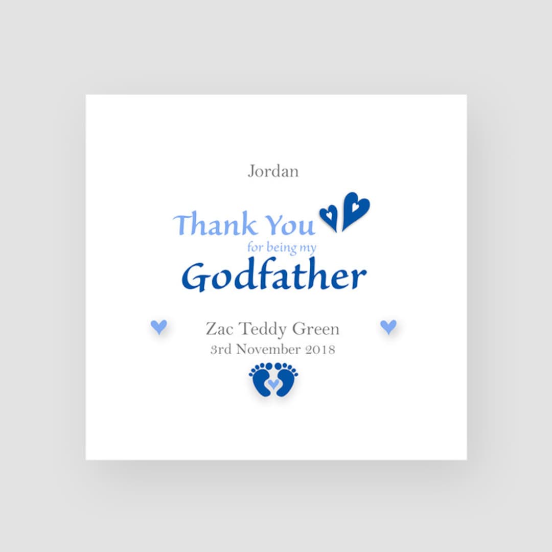 Carte de remerciement personnalisée parrain Carte faite à la main pour ...