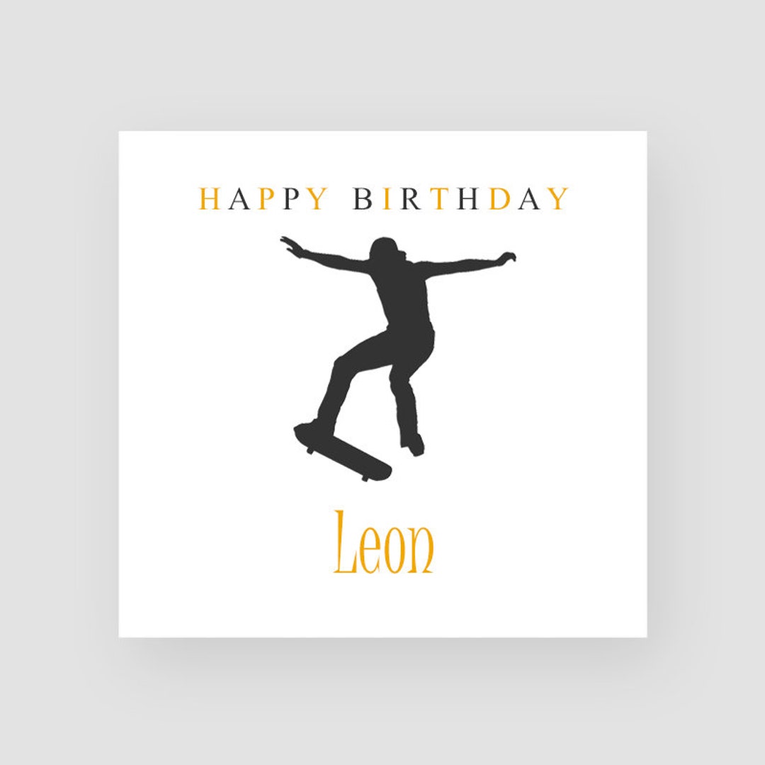 Personalised Skateboard Birthday Card Grandson Skating Birthday Gift ...