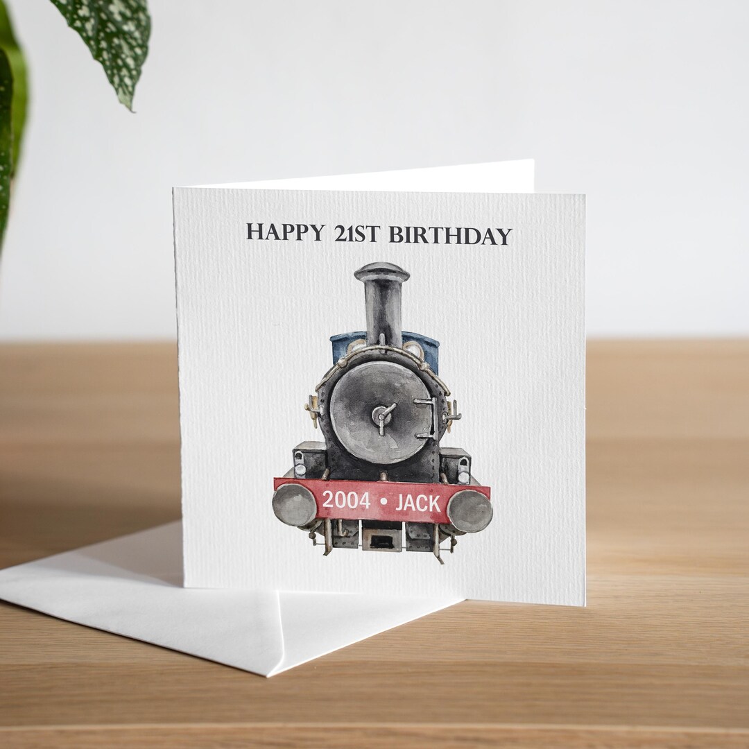 Personalised Train 21st Birthday Card - Locomotive Birthday Card ...