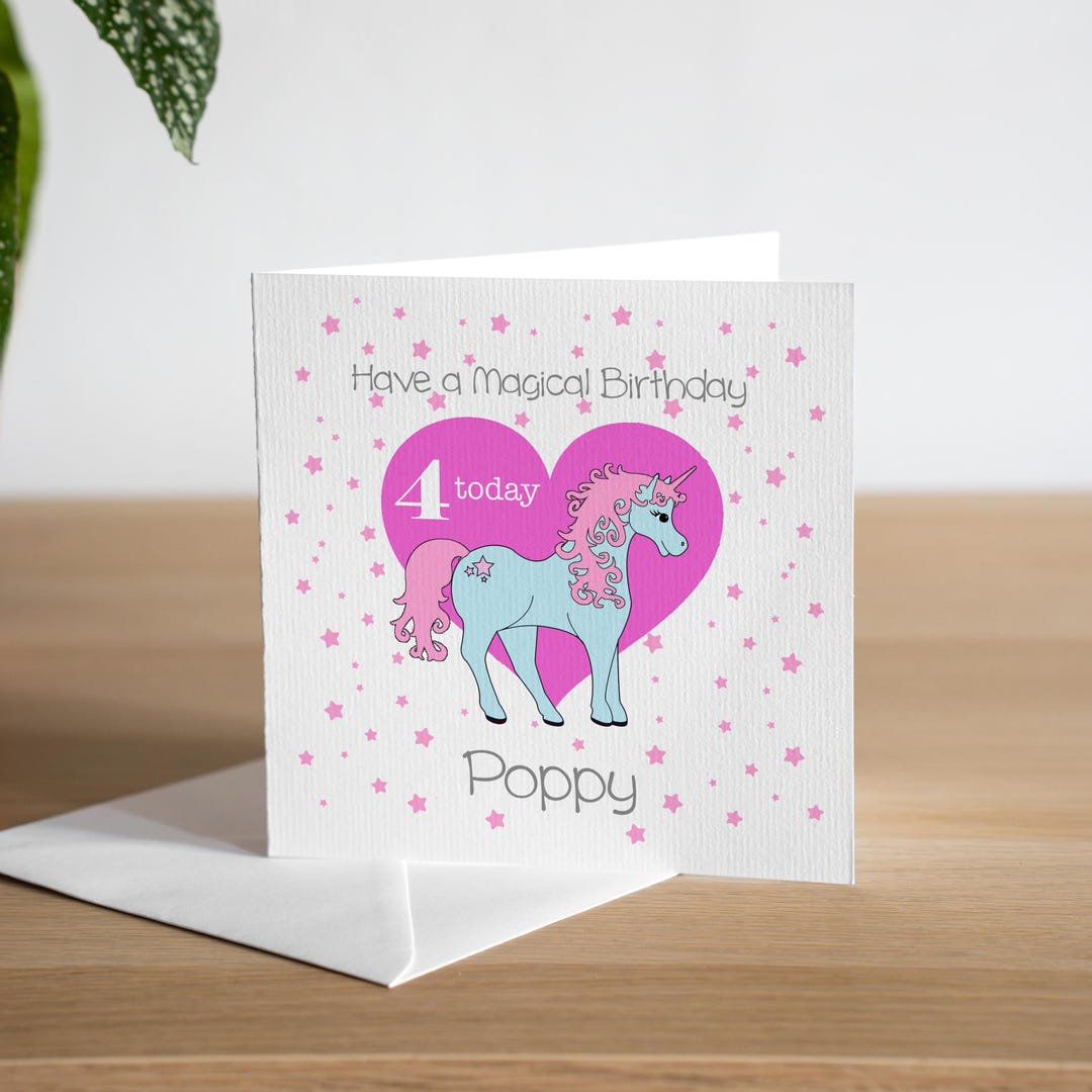 Personalised 4th Birthday Card for Her - Fourth Birthday Card - Age 4 ...