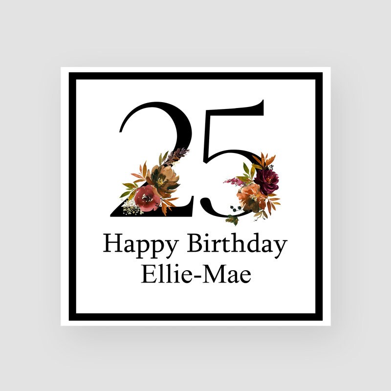 Personalised 25th Birthday Card for Her Age 25 Birthday Card - Etsy