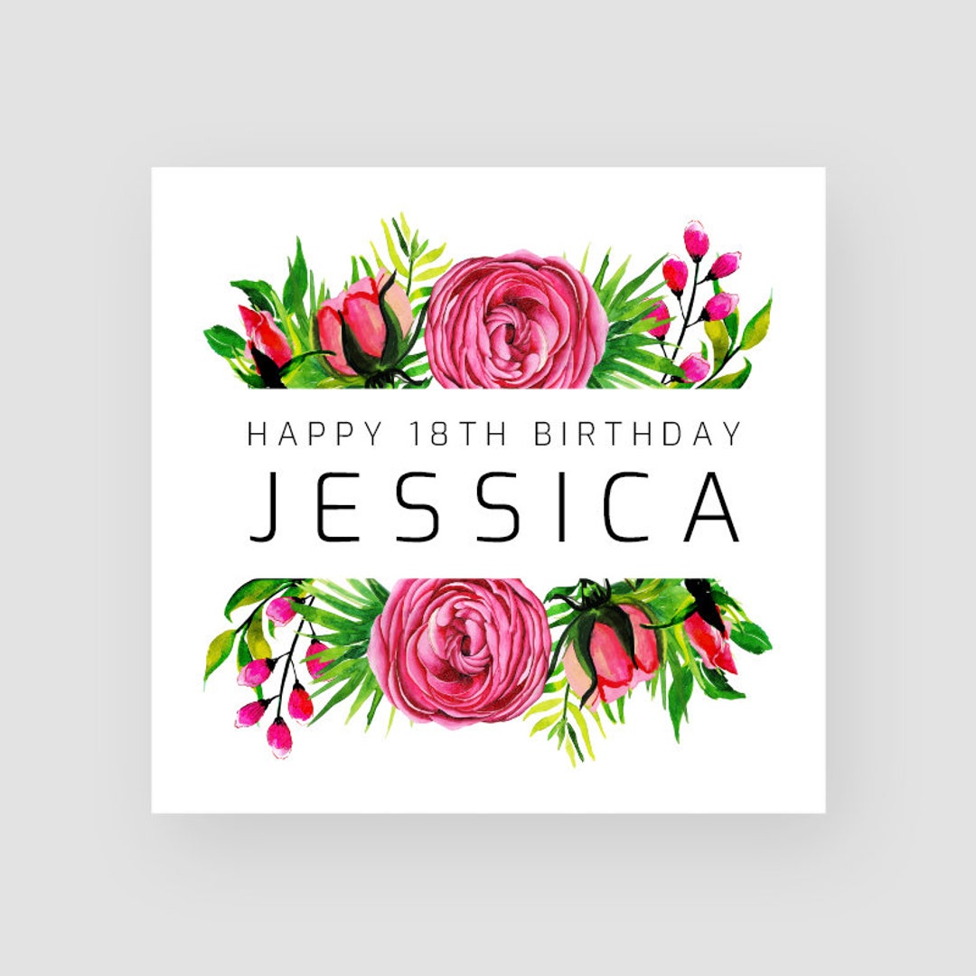 Personalised Flower 18th Birthday Card Daughter 18th Birthday Card ...