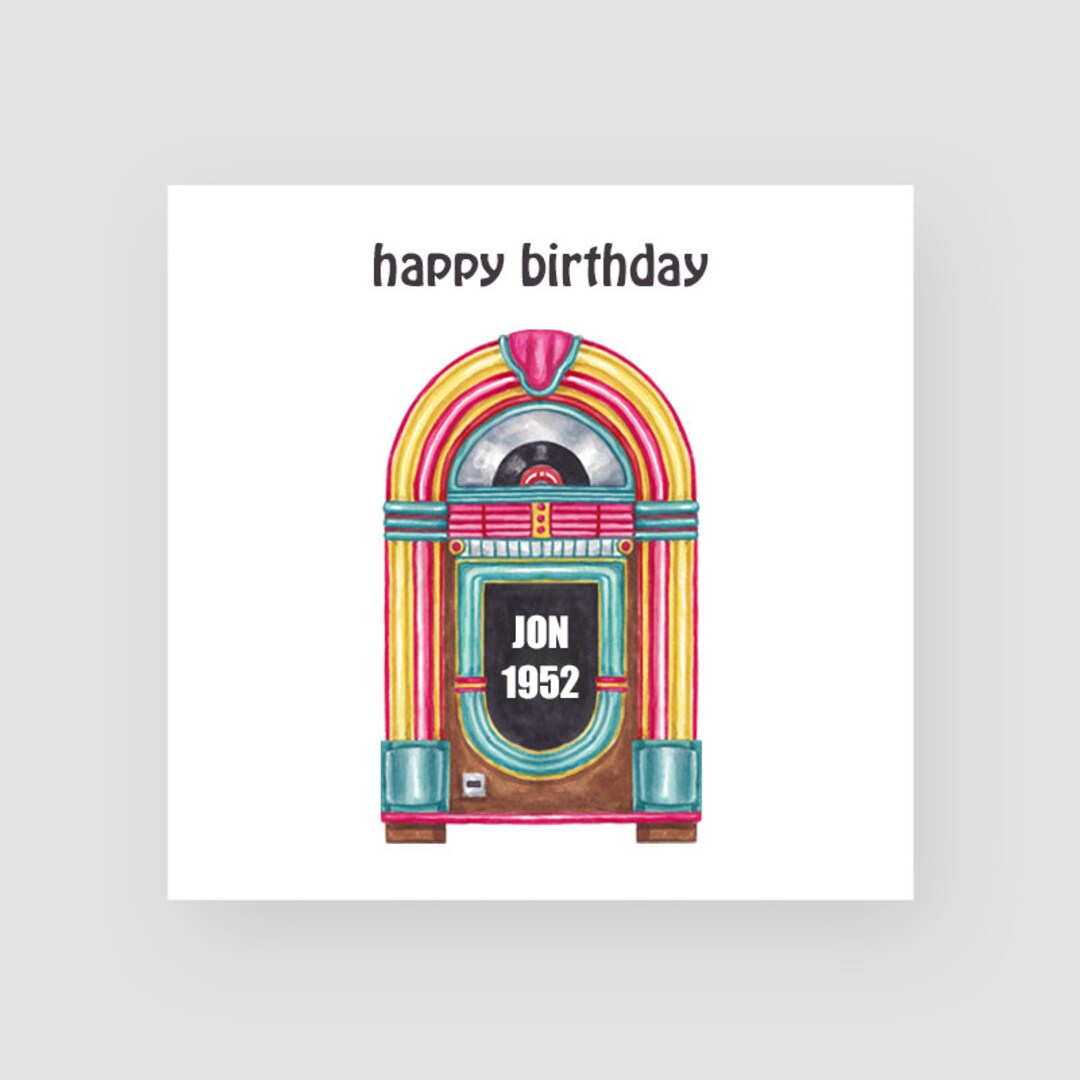 Personalised Jukebox Birthday Card - Retro Birthday Card for Dad ...