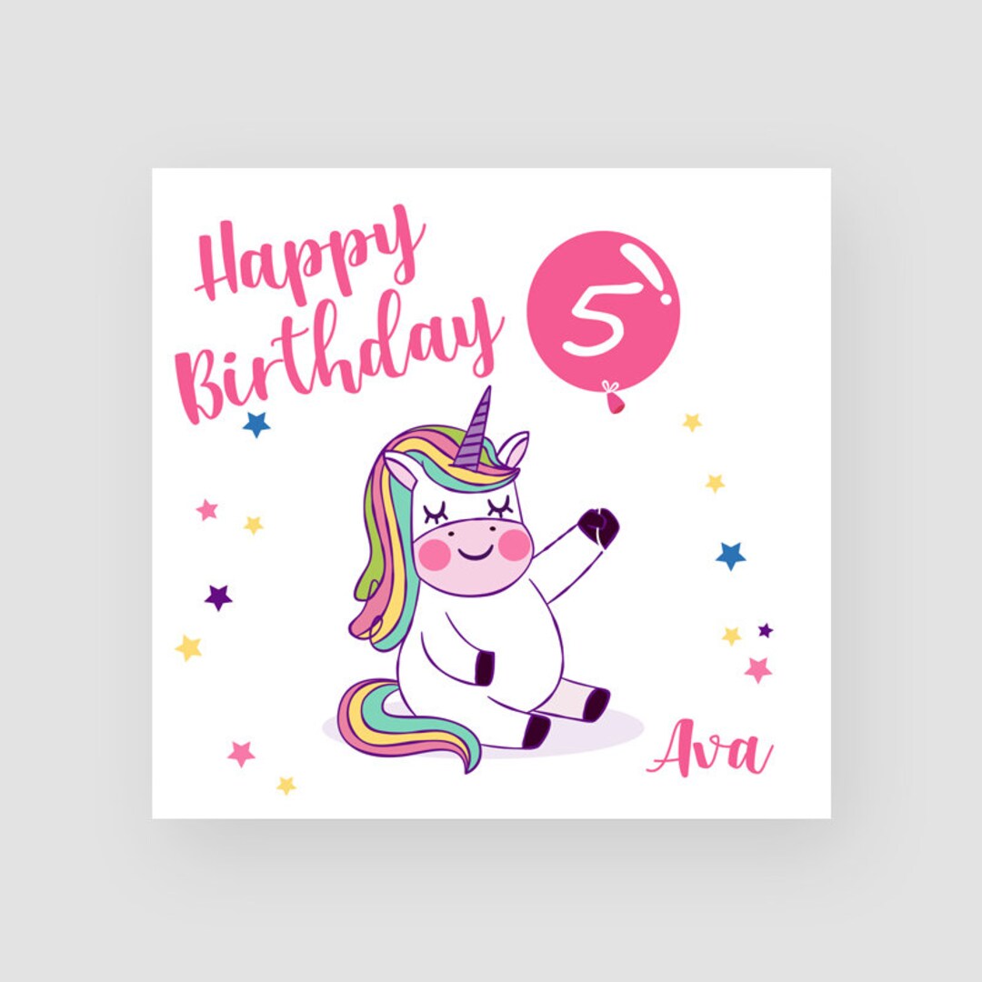 Personalised 5th Birthday Card for Her - Fifth Birthday Card - Age 5 ...