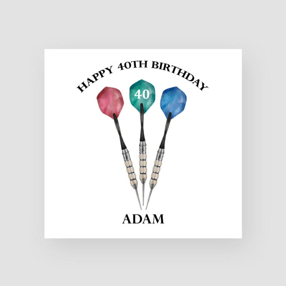 Personalised 40th Birthday Card for Darts Players - Personalised Darts ...