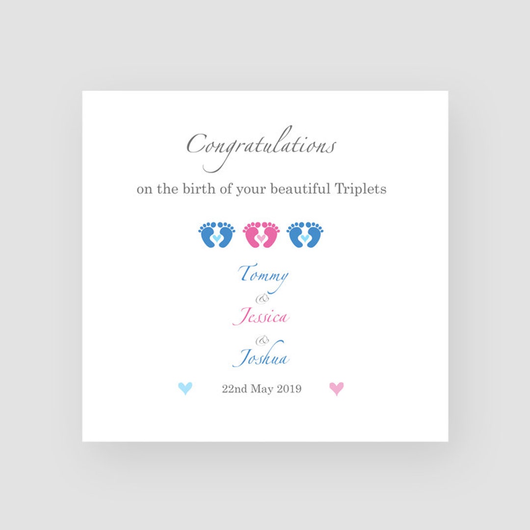 Personalised Welcome to the World Card - Beautiful Triplets - Triplet ...