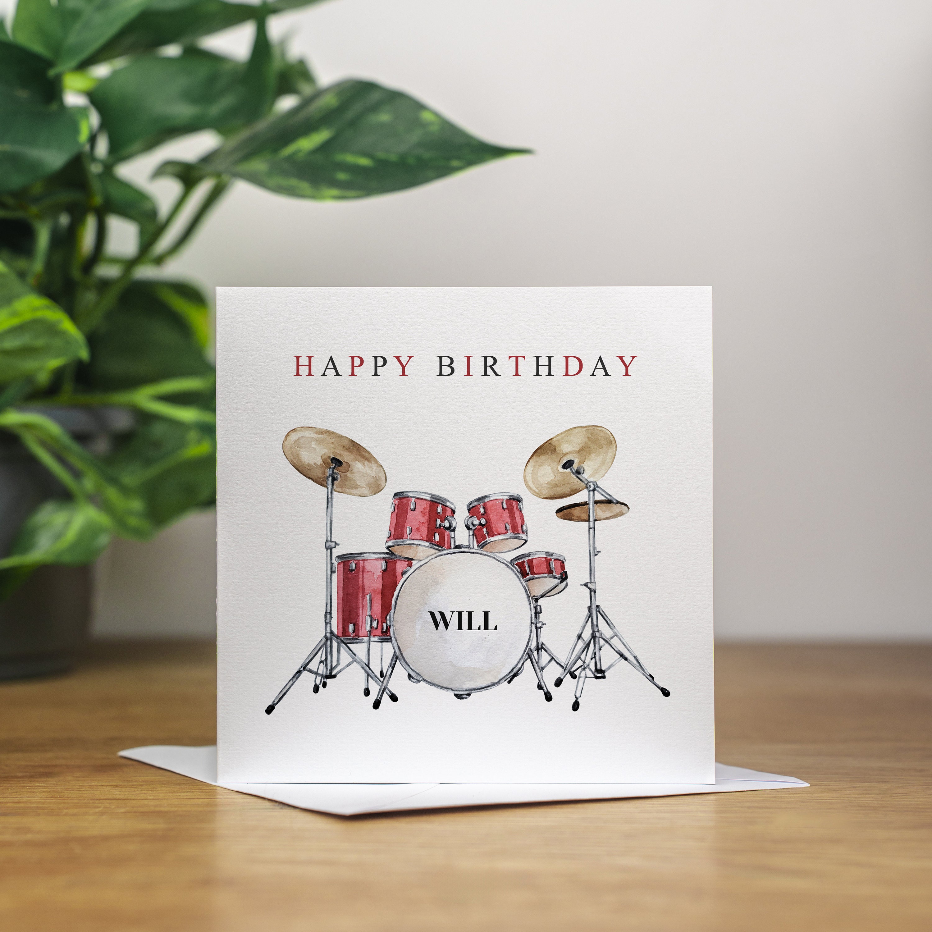 Personalised Drum Kit Birthday Card - Drum Birthday Card for Son ...