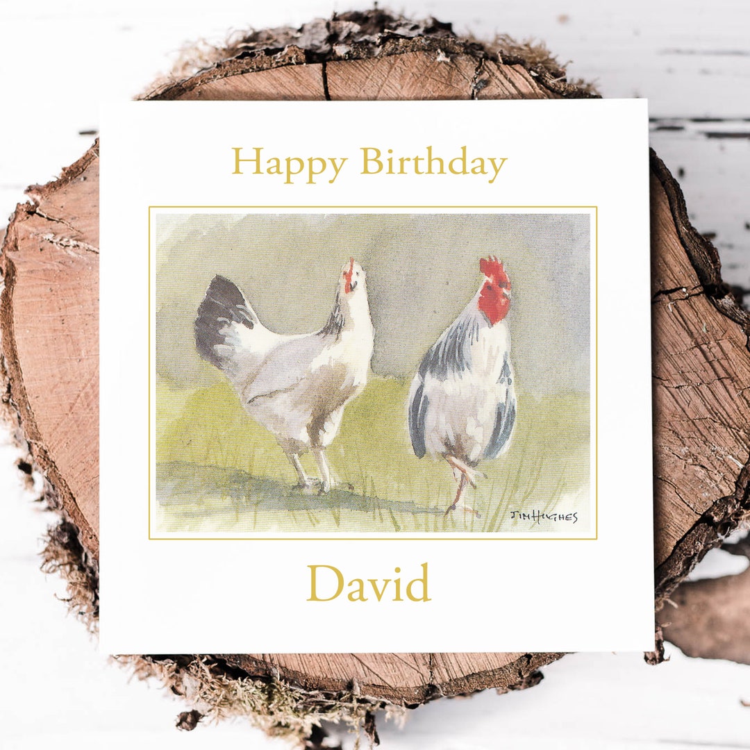 Personalised Chickens Birthday Card - Cockerel Birthday Card - Farmer ...
