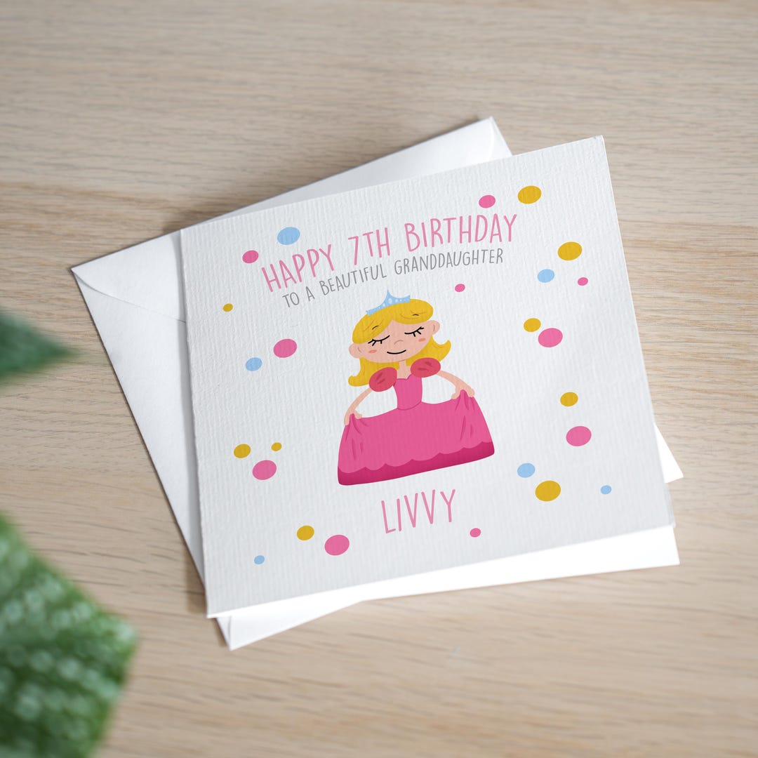 Personalised 7th Birthday Card Girl 7th Handmade Birthday Card Daughter ...