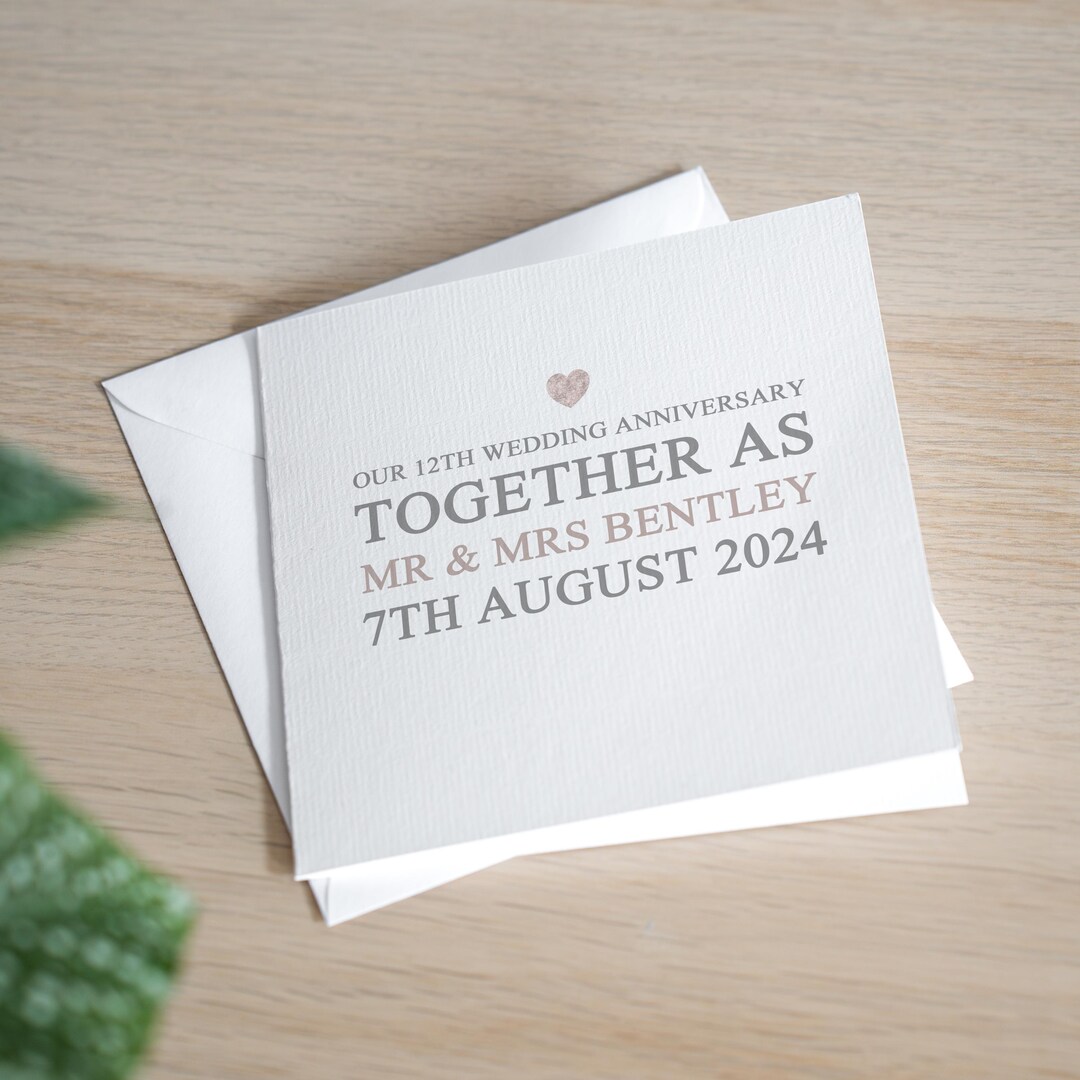Personalised 12th Anniversary Card - Silk Anniversary Card - on Our ...