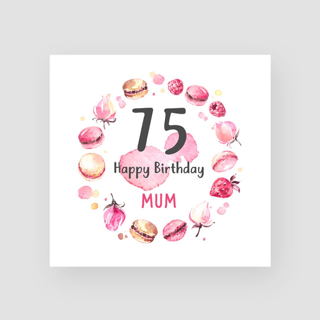 Personalised 75th Birthday Card - Macaron Birthday Card - Birthday Card ...