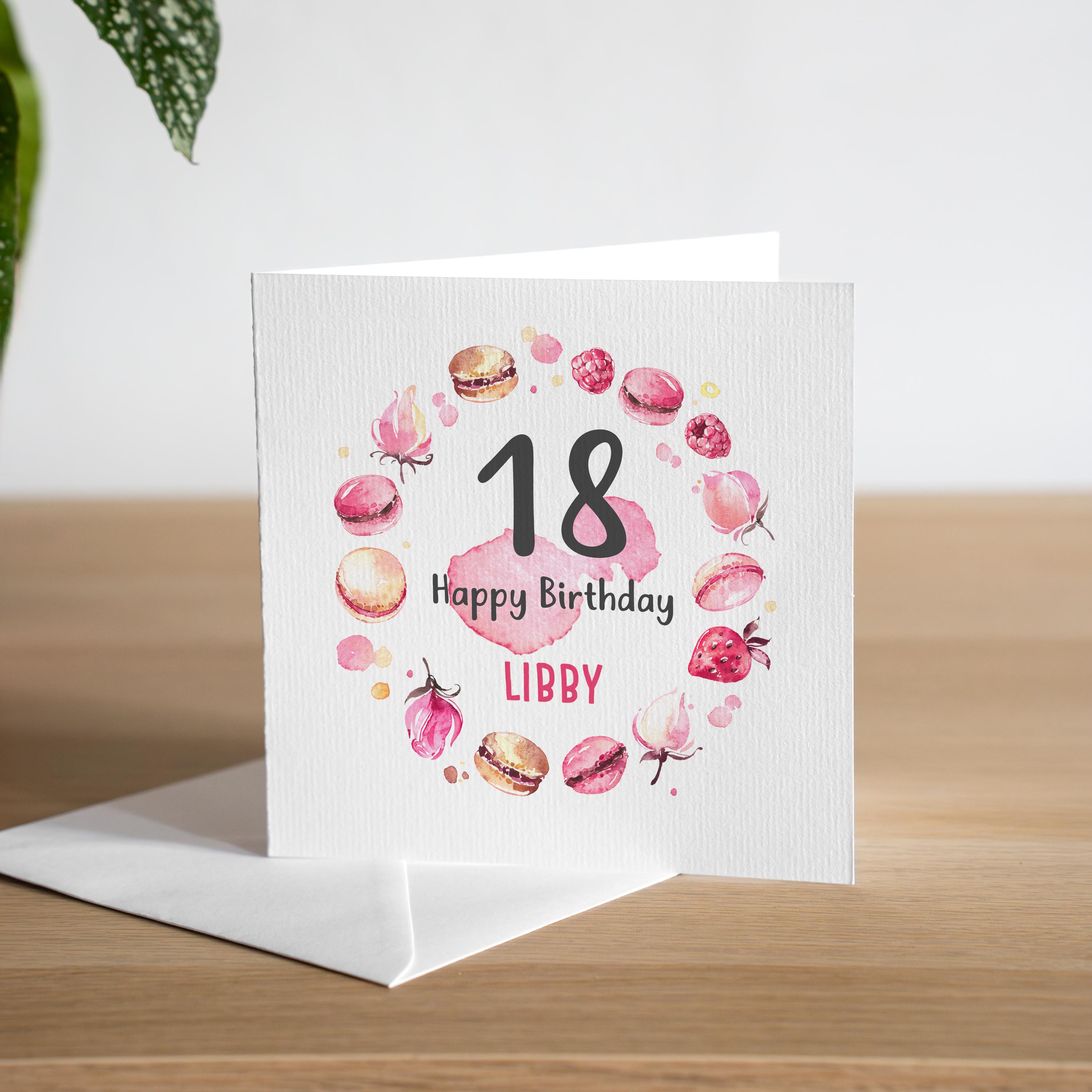 Personalised 18th Birthday Card - Macaron Birthday Card - Birthday Card ...