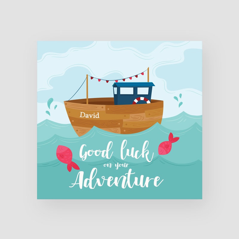 Personalised Good Luck Card - Good Luck on Your Adventure - for Him/her ...