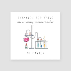 Personalised Thank You Teacher Card for Science Teacher Appreciation ...