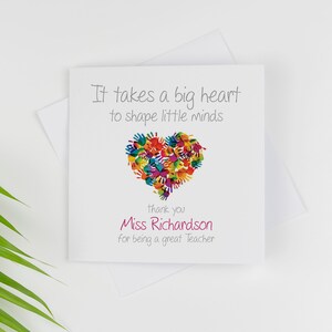 Personalised Thank You Card for Teacher Appreciation Day Card World ...