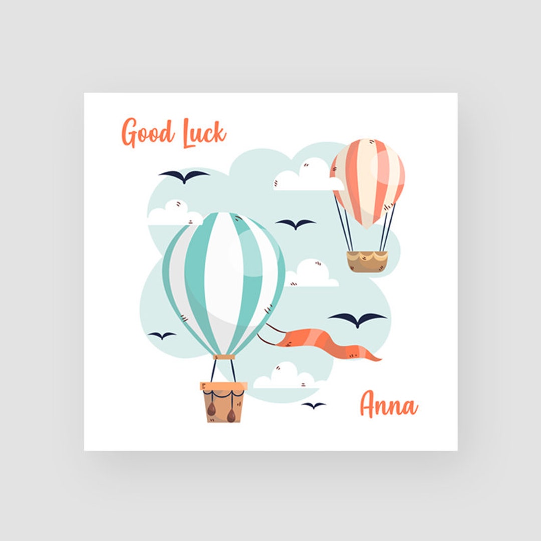Personalised Good Luck Card Hot Air Balloons - Etsy