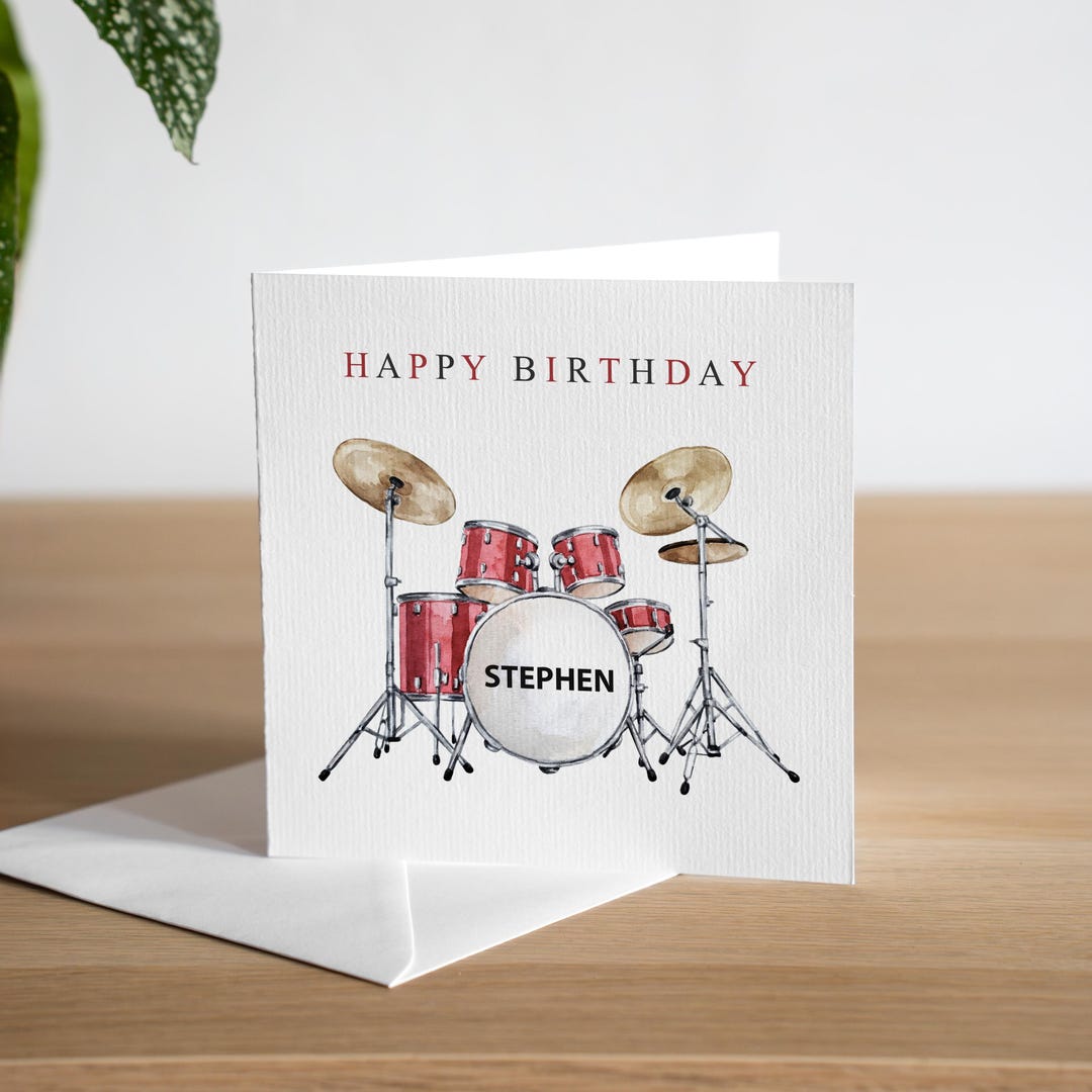 Personalised Drum Kit Birthday Card - Drum Birthday Card for Son ...