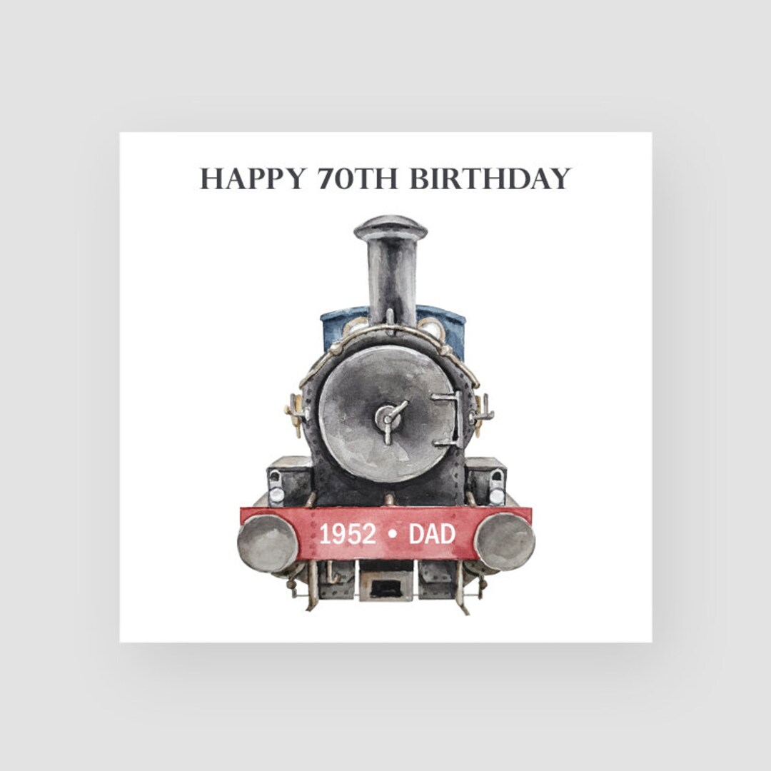 Personalised Train 70th Birthday Card - Locomotive Birthday Card ...