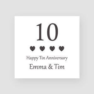 10th Anniversary Card Tin Anniversary Card Tenth - Etsy