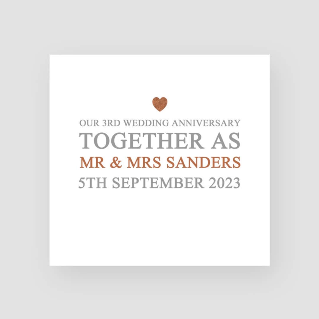 Personalised 3rd Anniversary Card Leather Anniversary Card on Our 3rd ...