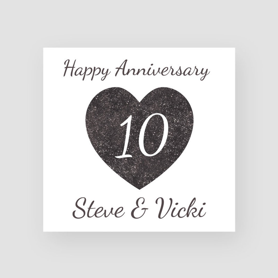 Personalised Tin 10th Wedding Anniversary Card Handmade 10th ...