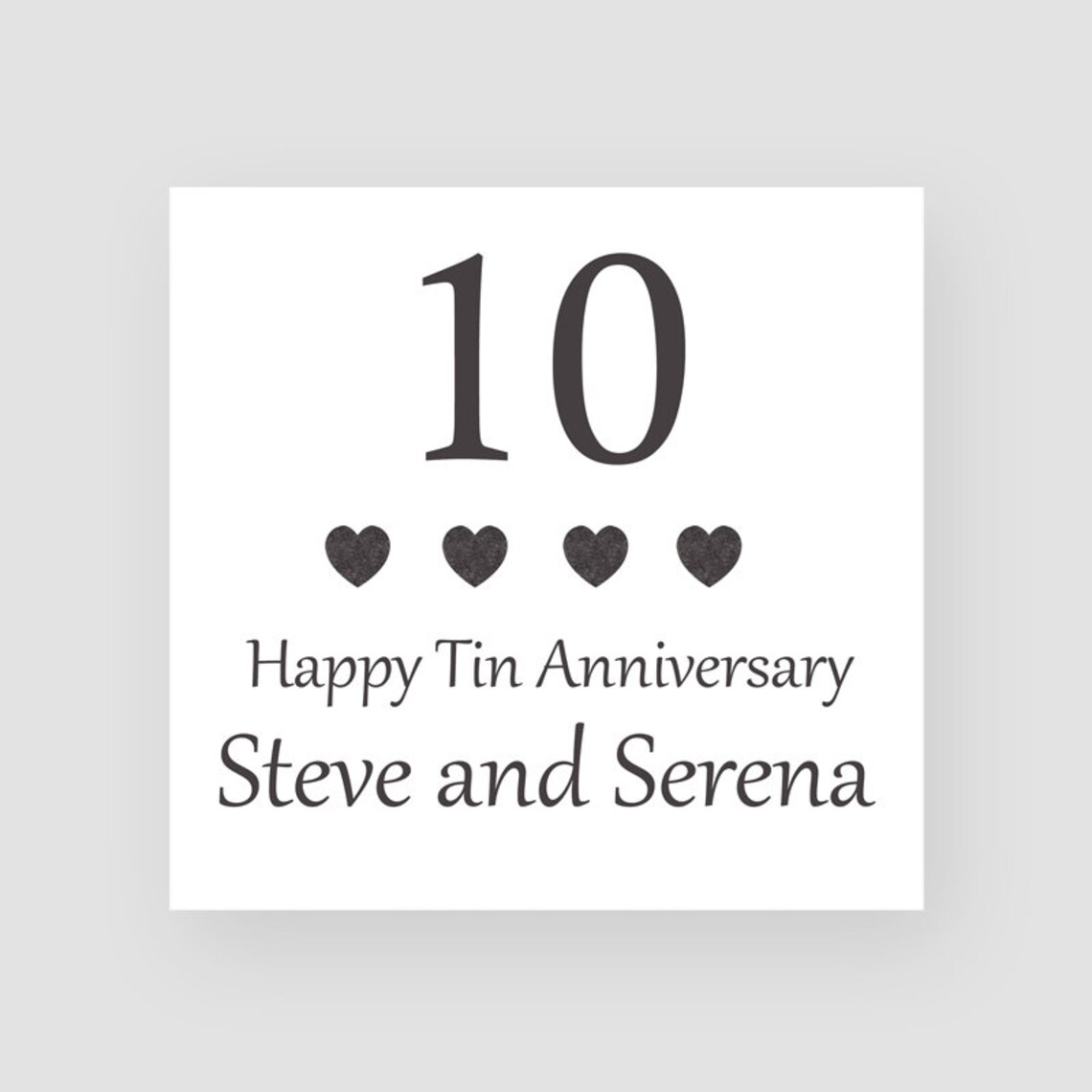 10th Anniversary Card Tin Anniversary Card Tenth | Etsy