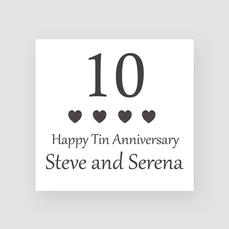 10th Anniversary Card Tin Anniversary Card Tenth - Etsy