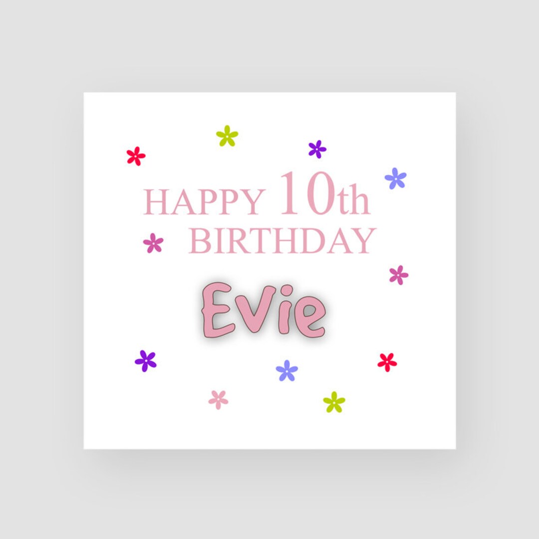 Personalised 10th Birthday Card for Girl - Tenth Birthday Card Daughter ...