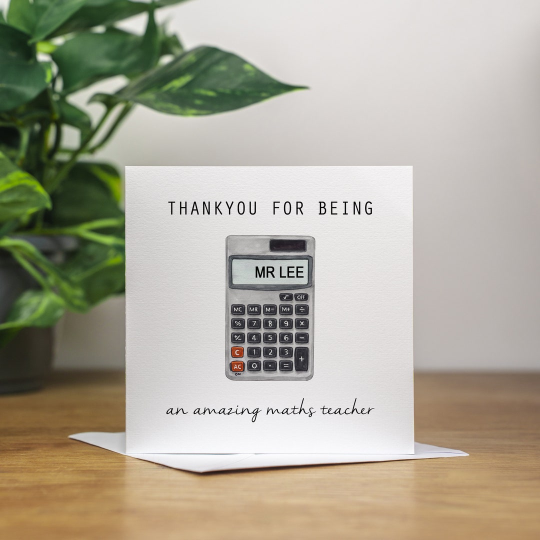 Personalised Thank You Teacher Card for Maths Teacher Appreciation Day ...