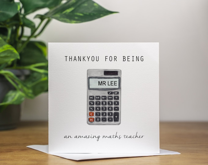 Math Teacher Card, Maths Teacher Thank You, Personalised, Maths Teacher ...