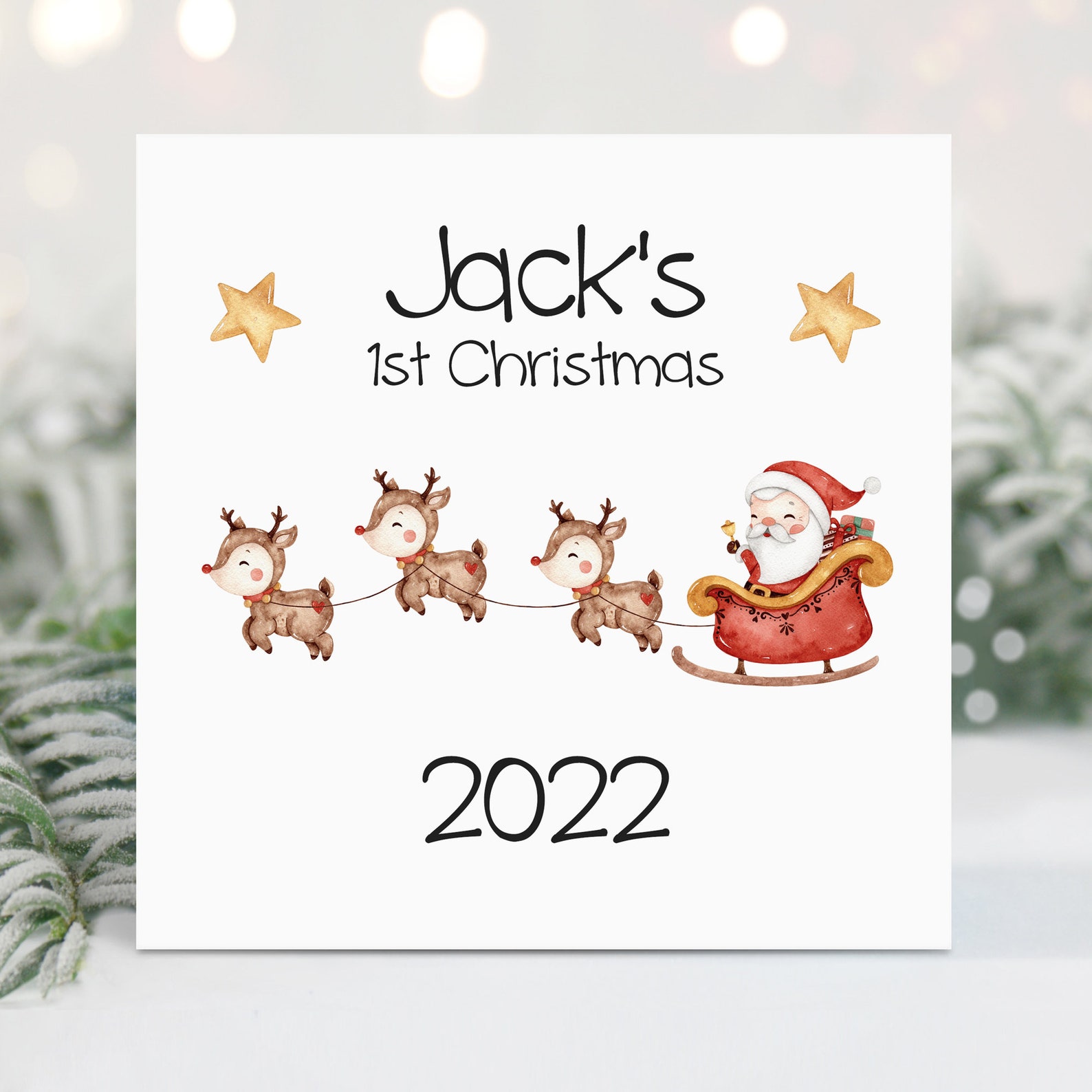 Personalised Baby's 1st Christmas Card - Baby Boy 1st Christmas - First ...