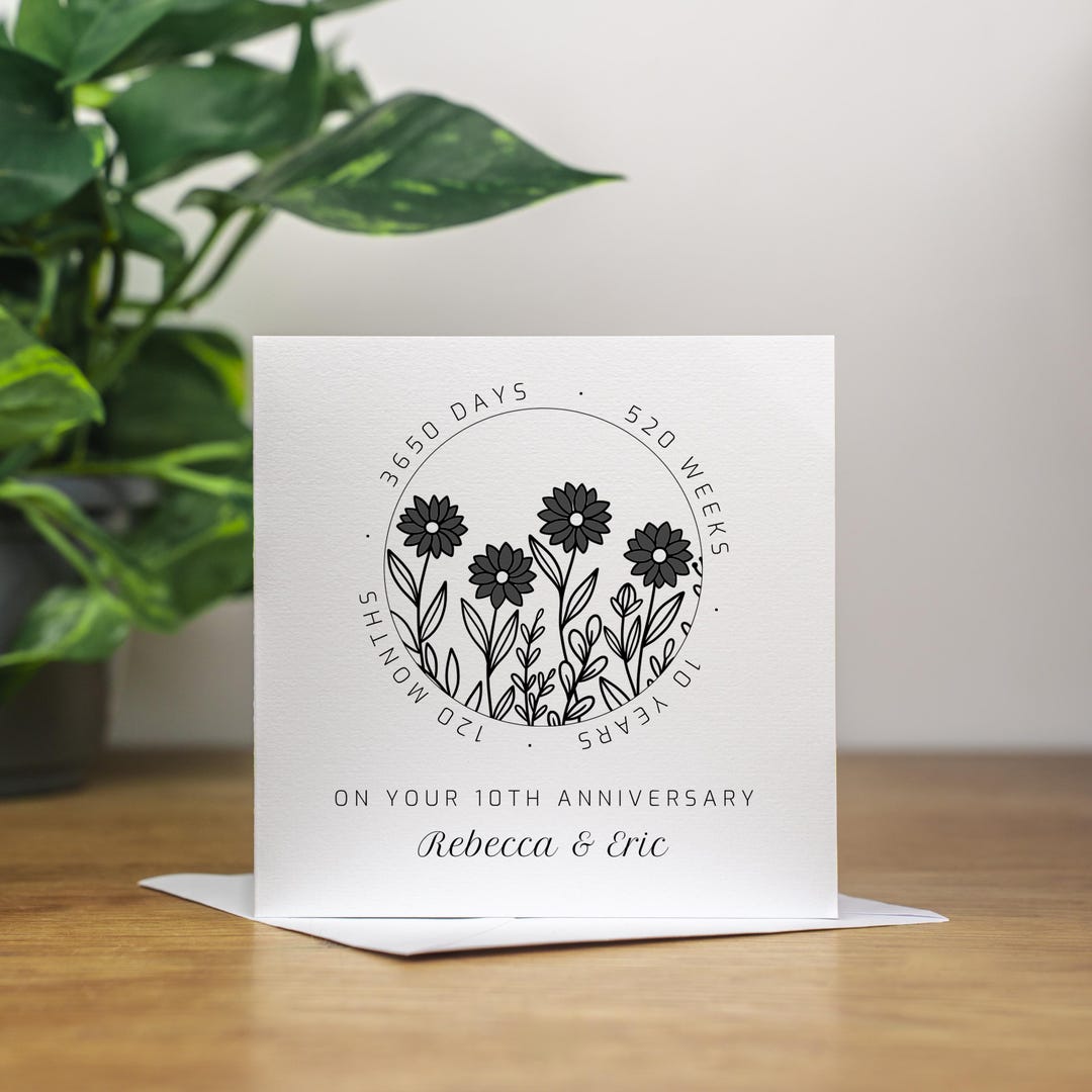 Personalised 10th Wedding Anniversary Card Husband Handmade Tin 10th ...