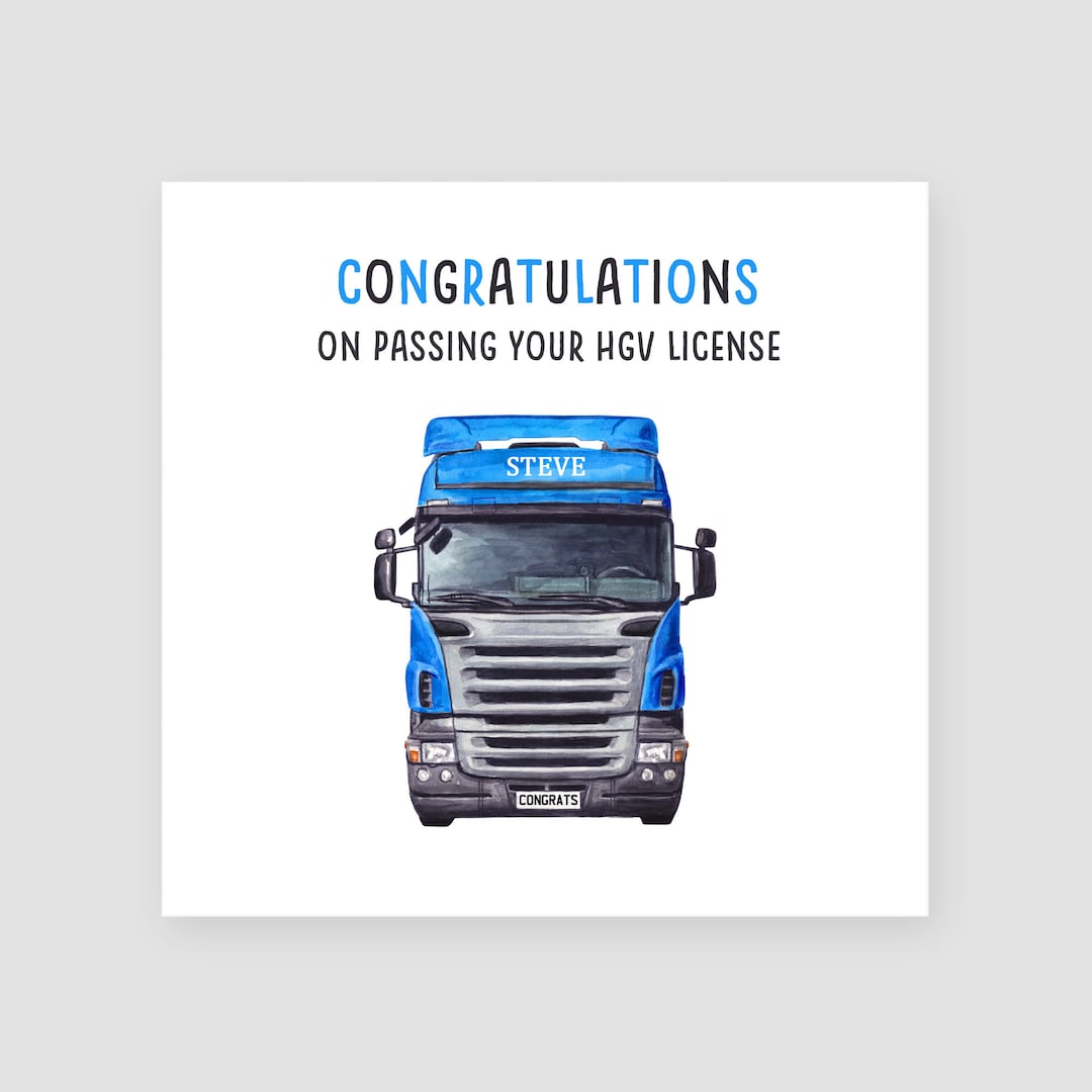 Personalised Passed Lorry Driving Test Card HGV License Congratulations ...