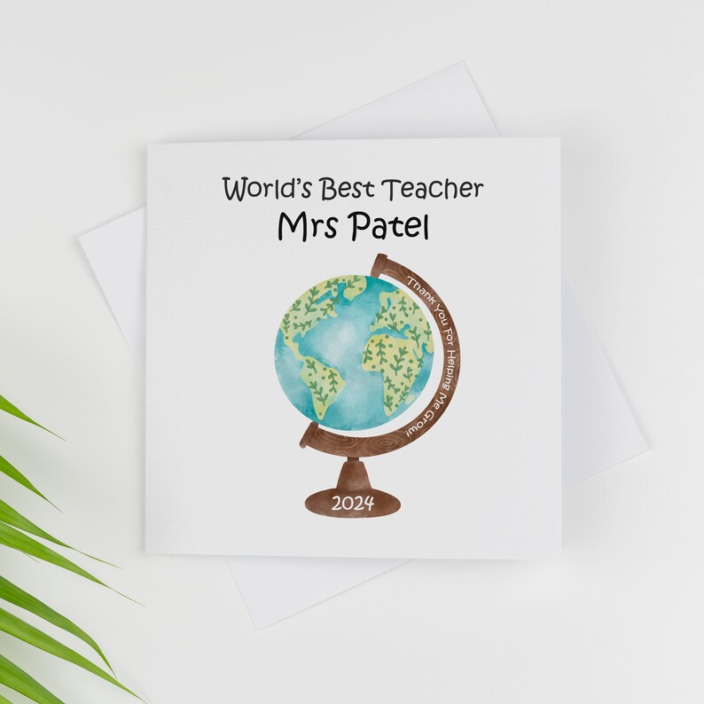 Personalised Teacher Thank You Card World's Best Teacher Card World ...