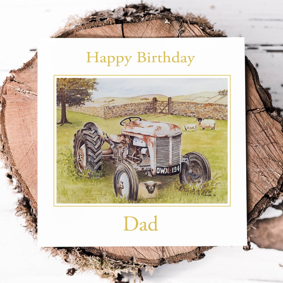 Personalised Tractor Birthday Card for Him - Handpainted Countryside ...