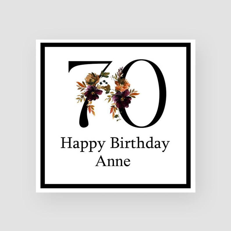 Personalised 70th Birthday Card Seventieth Birthday Card - Etsy UK