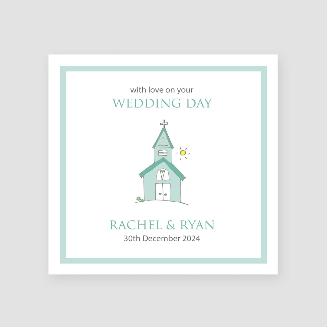 Personalised Church Wedding Day Card for Couple Handmade Wedding Gift ...