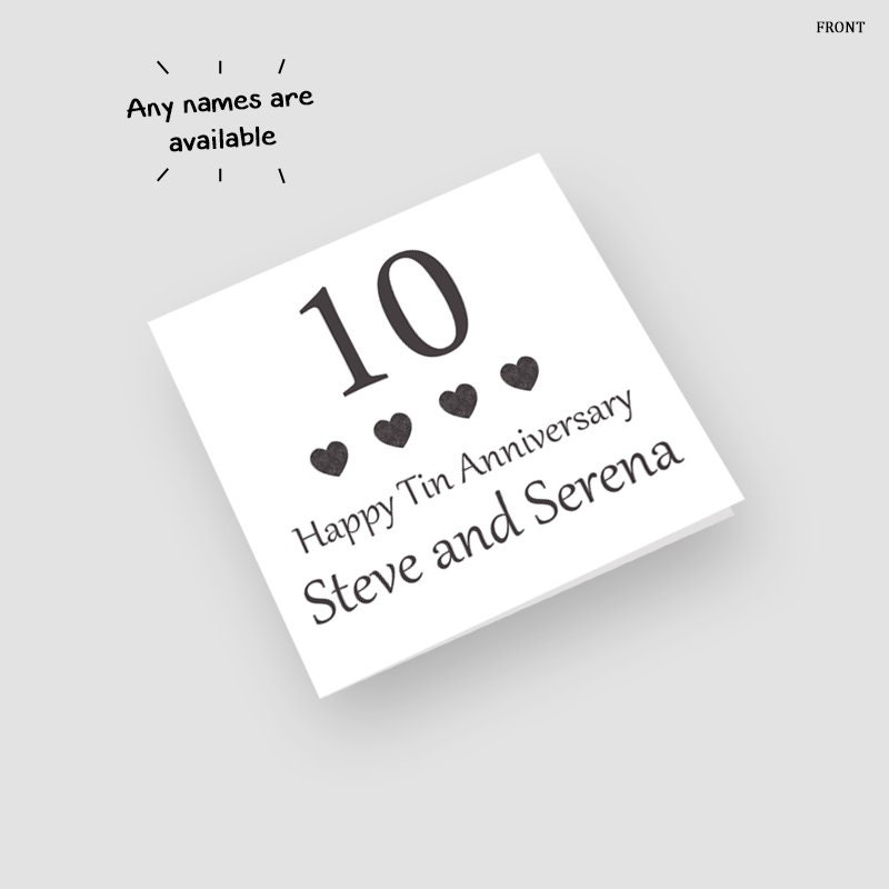 10th Anniversary Card Tin Anniversary Card Tenth - Etsy